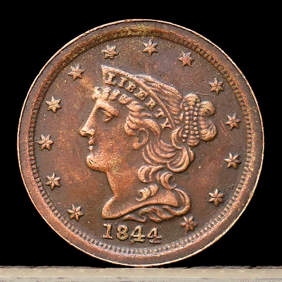 1844 Braided Hair Half Cent Copper Coin Circulated - Etsy