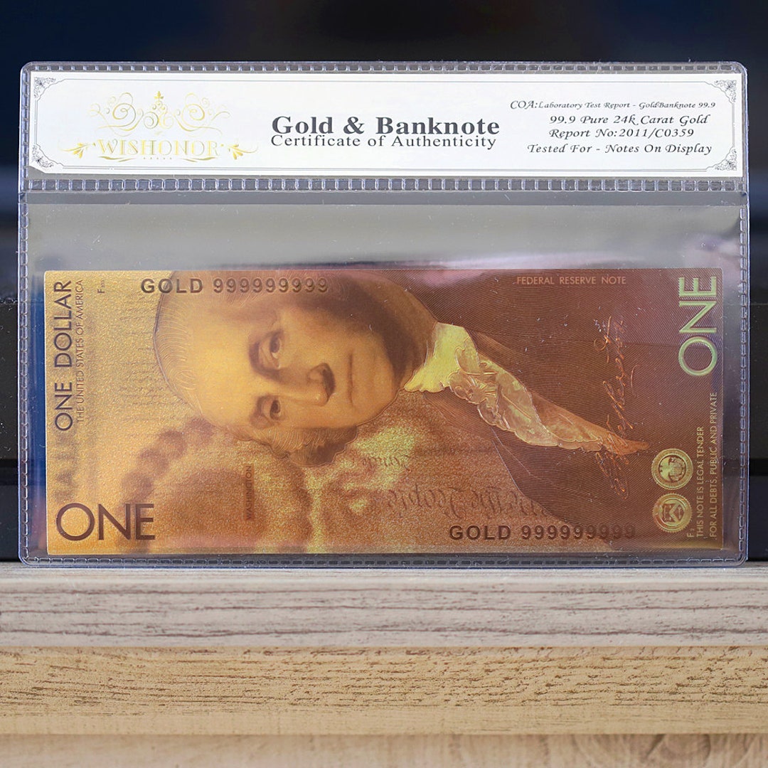 100mg 24K Gold 2021 1 One Dollar Bill Washington Fantasy Banknote White ...