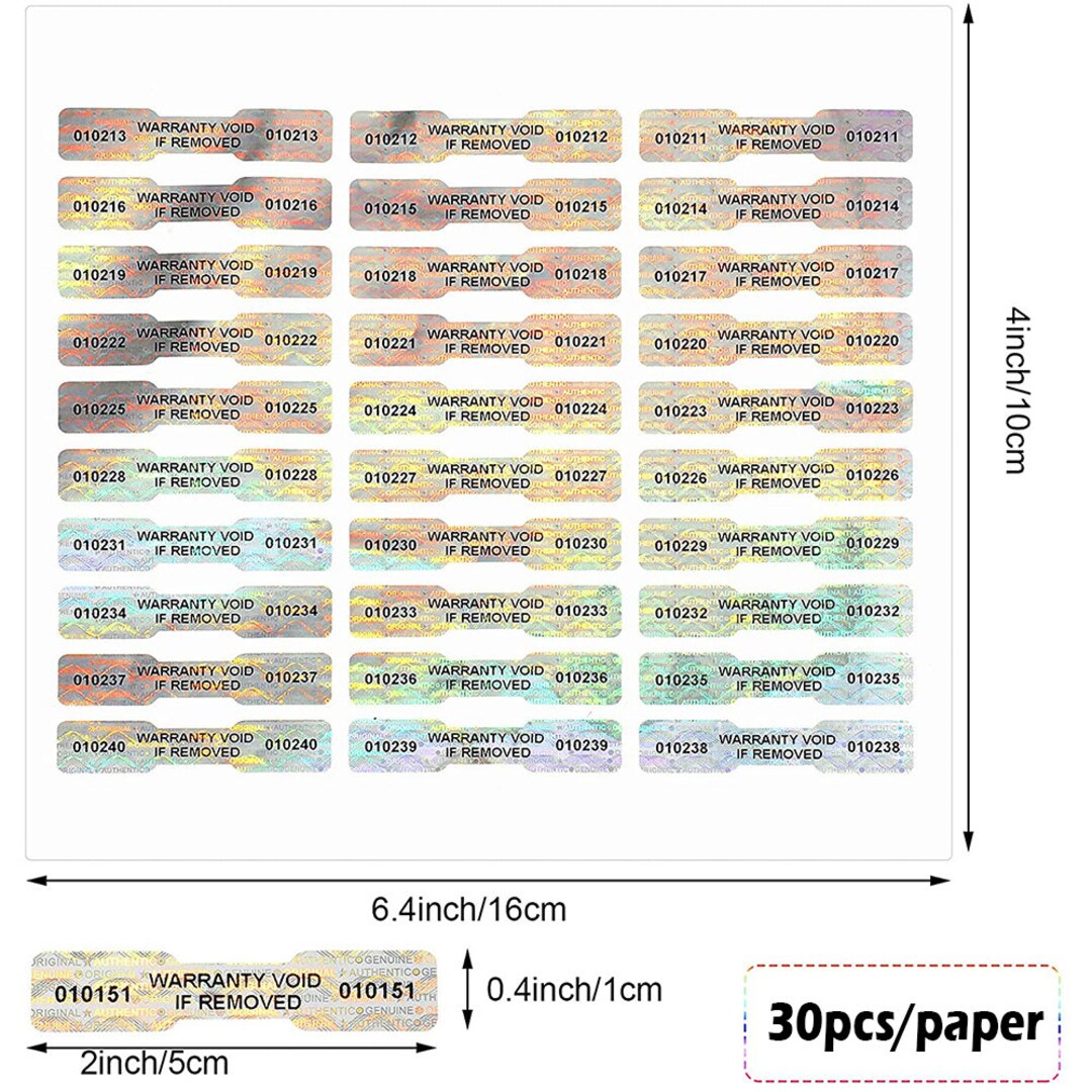 100 Security Hologram Stickers Serial Numbers Warranty Void If Removed ...