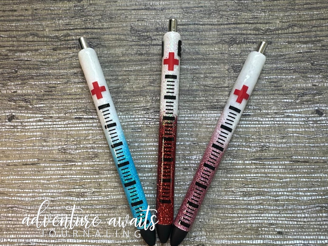 Syringe Glitter Pen, Nurse Glitter Pen, Blood Glitter Pen, Blood Draw ...