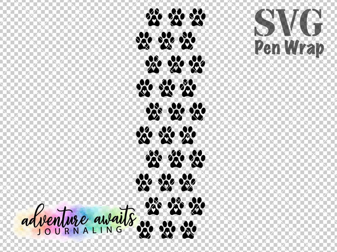 Paw Print Pen Wrap SVG, Cat Print Pen Wrap SVG, Dog Print Pen Wrap SVG ...
