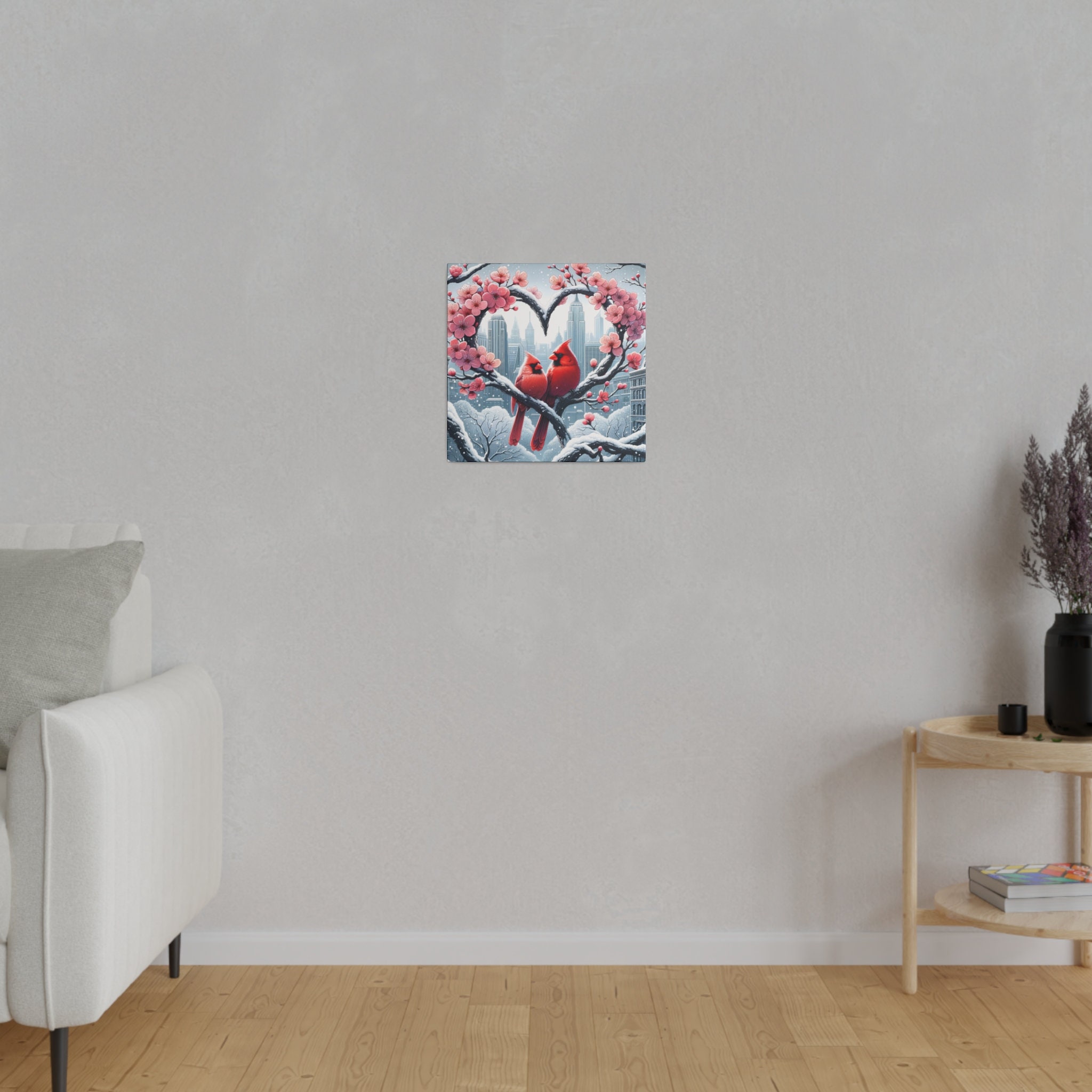 Cardinals Cityscape Winter Canvas Print Heart-shaped Cherry - Etsy