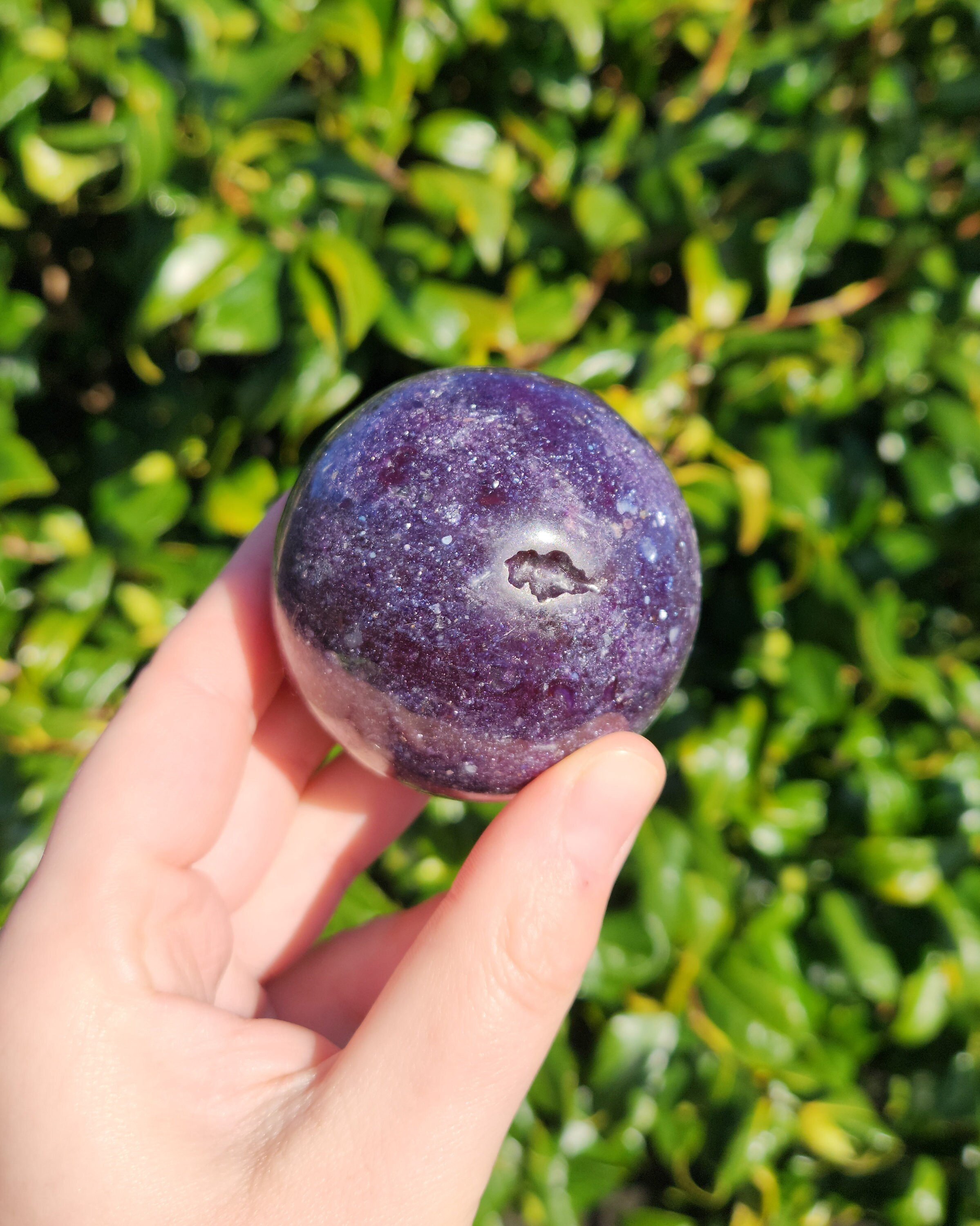 Unicorn Stone Sphere With Glass Stand, Galaxy Lepidolite, Tourmaline ...