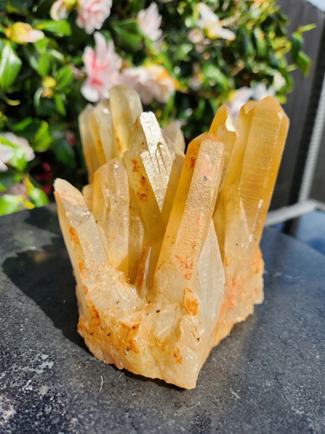 Natural Citrine Cluster, Raw Lemurian Citrine Crystal Cluster With Calcite Coating, 1.365kg ...