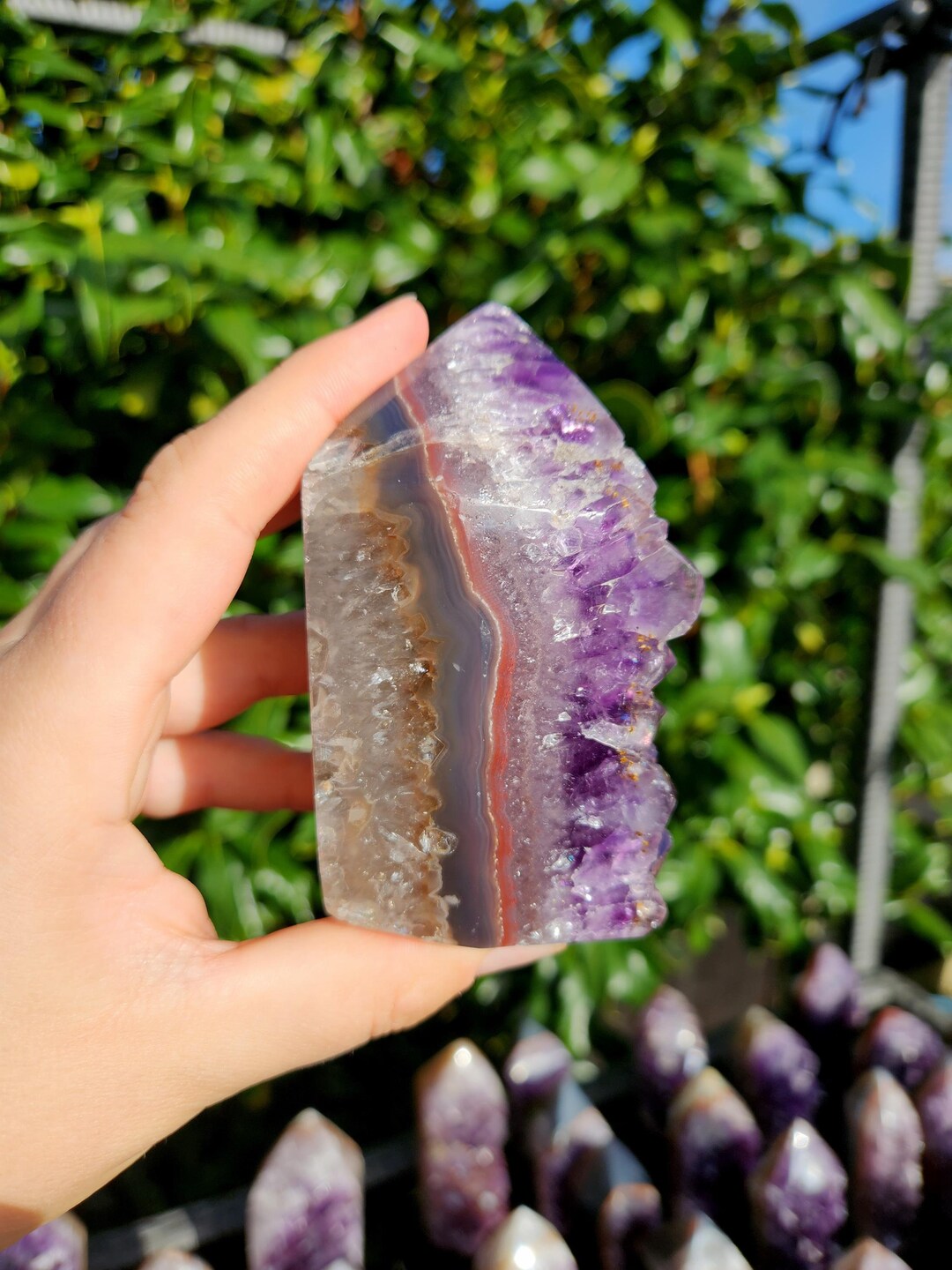Rare Mix Druzy Agate Amethyst Tower With Goethite Rutile Geode Home ...