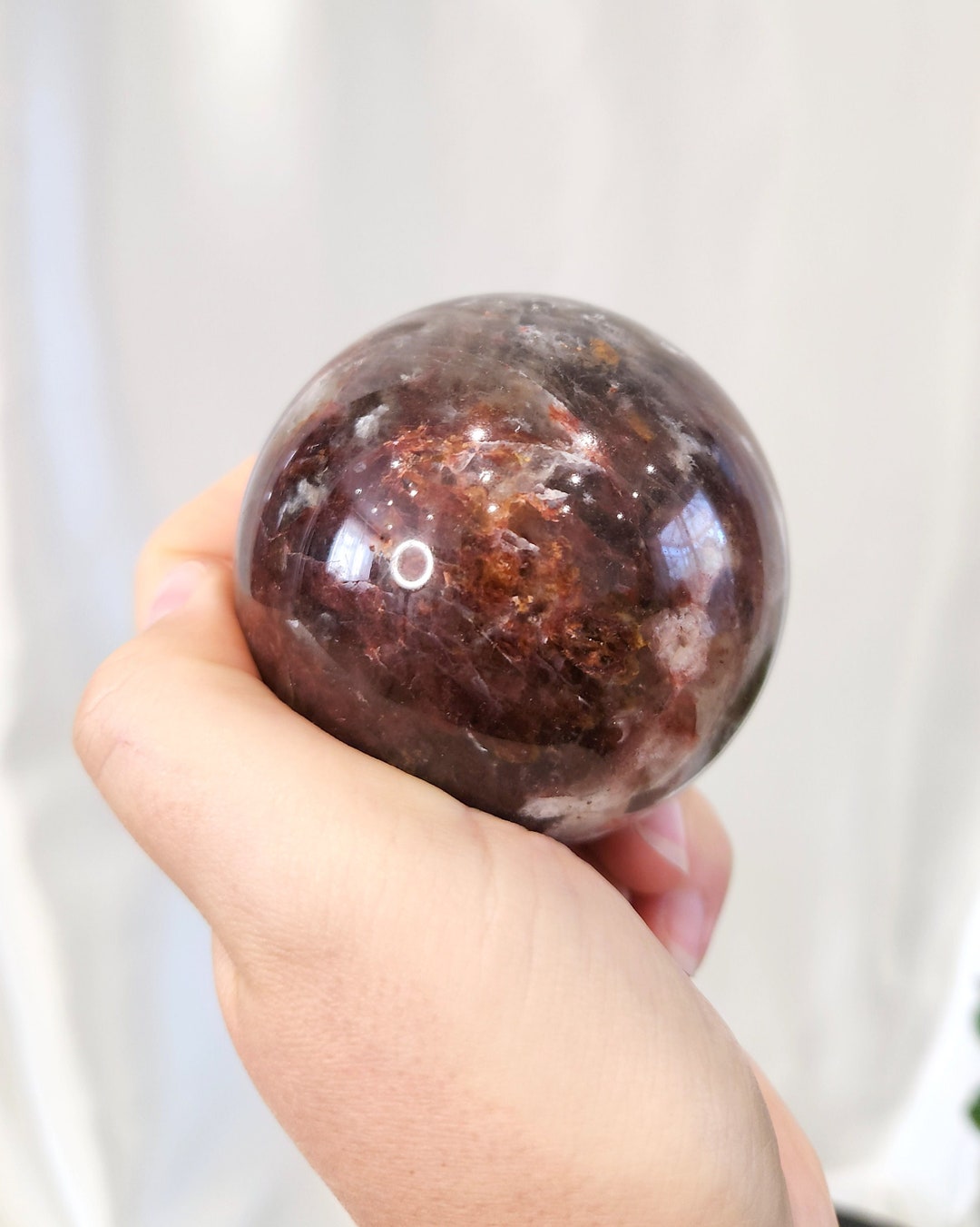 Deep Red Fire Quartz Sphere With Stand, 69mm, 440g Crystal Ball on ...