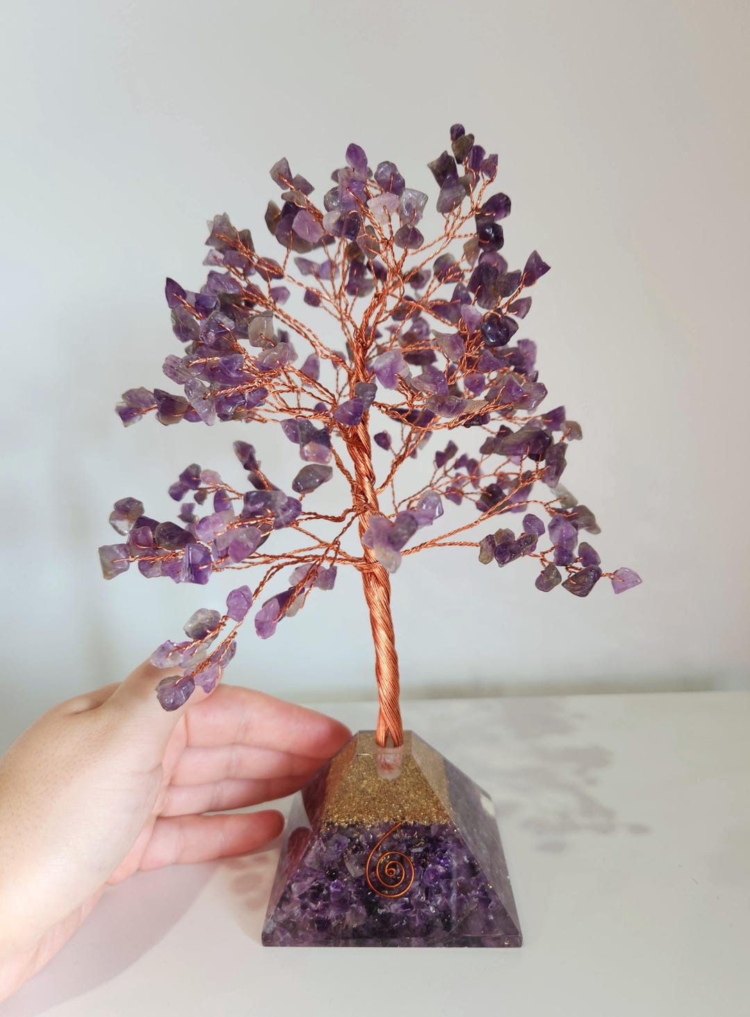 Large Amethyst Tree of Life With Copper and Orgone Pyramid, Crystal ...