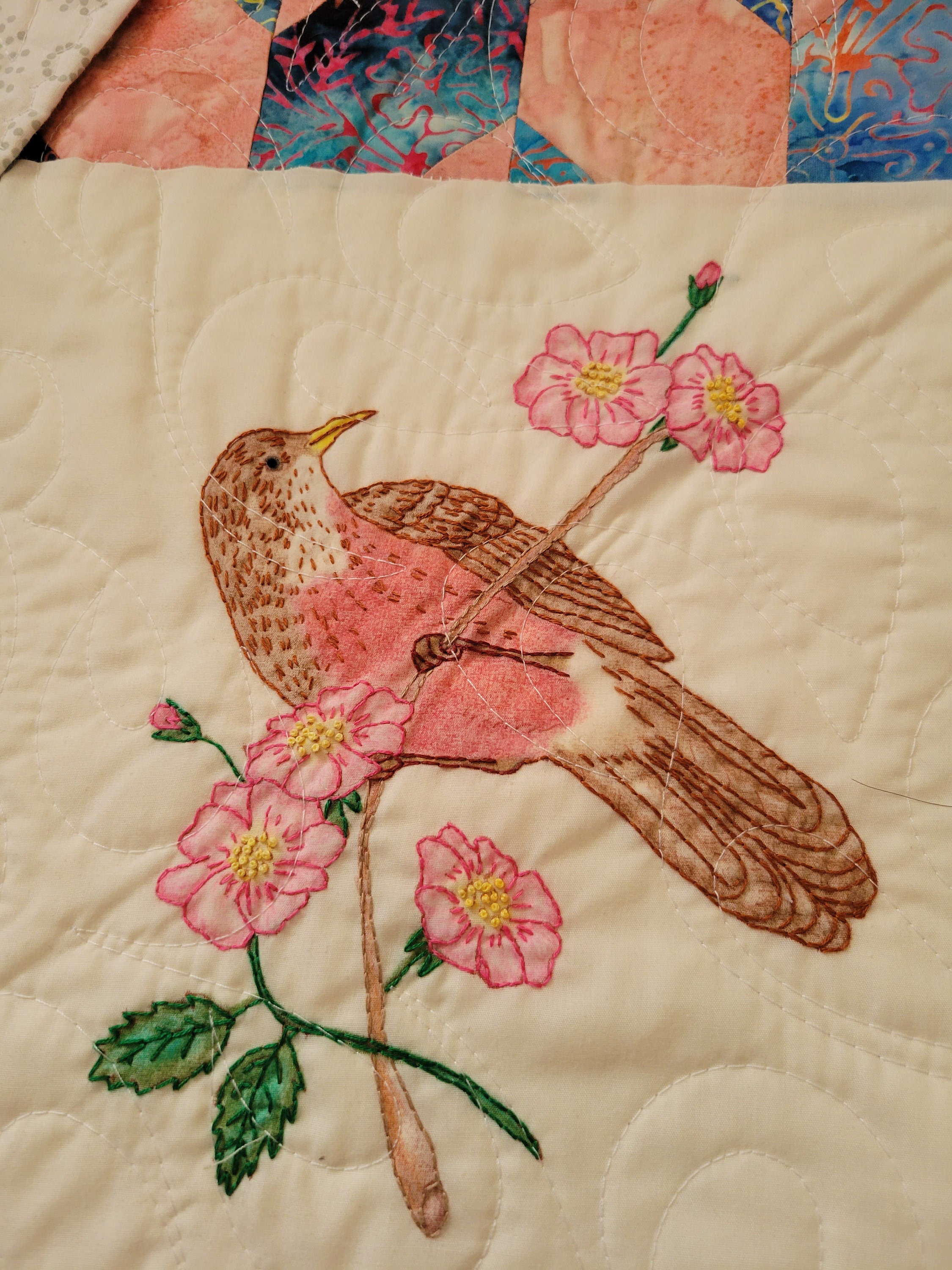 Embroidered Birds and Hummingbird Quilt - Etsy