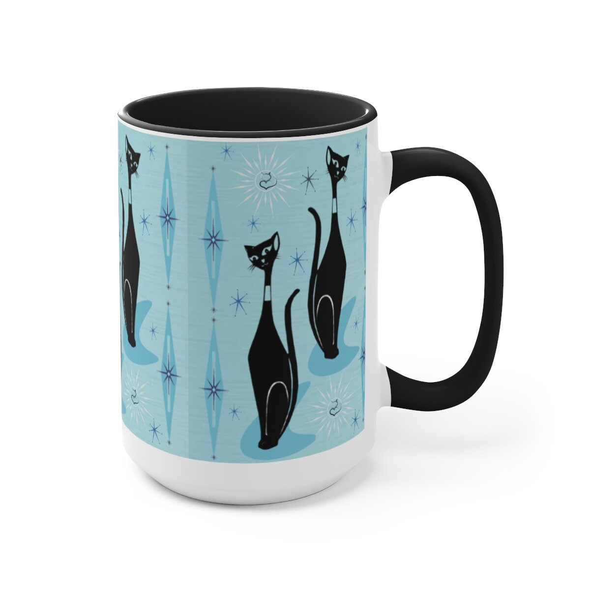 Atomic Cats Mug Mid-century Modern Mug Black Cats Mug - Etsy