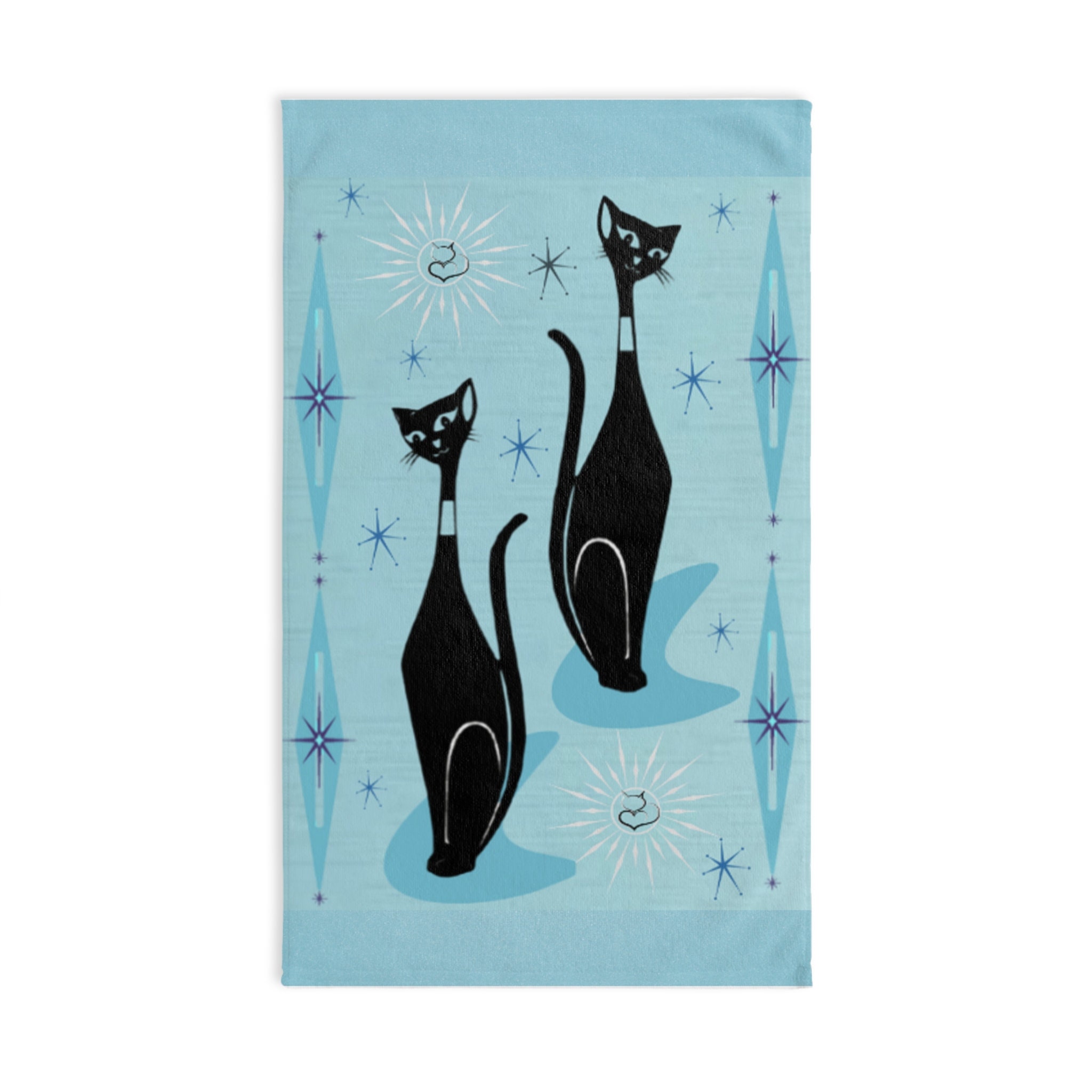 Atomic Cats Hand Towel. Blue Atomic Cats Towel - Etsy