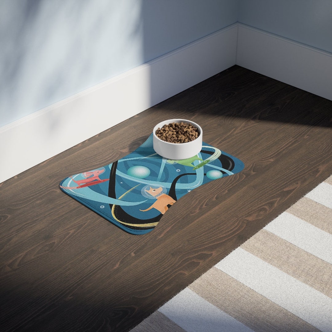 Pet Feeding Mats, Atomic Dog, Space Dogs, Mid-century, Pet Food Bowl ...