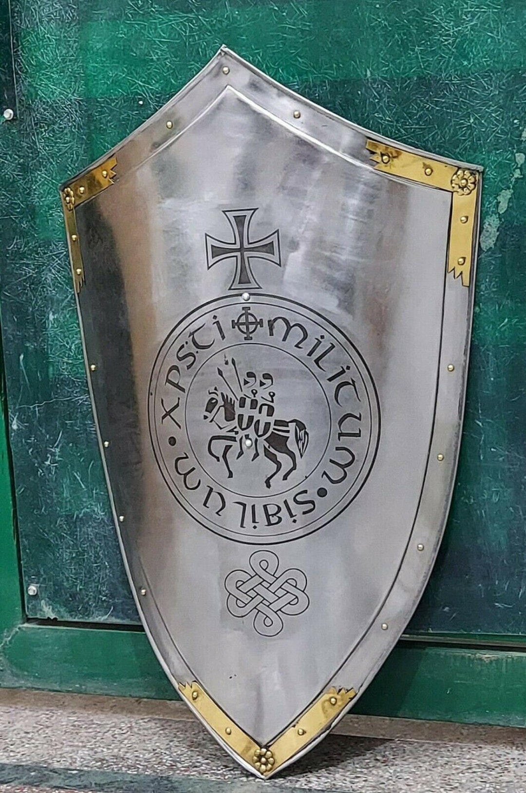 Medieval Templar Knight Shield Handcrafted Metal Steel & Brass With ...