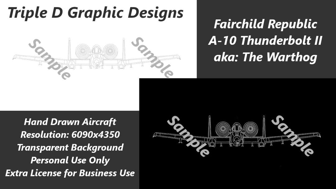 A-10 Thunderbolt II - Warthog - Hand Drawn Front Profile Image Download ...