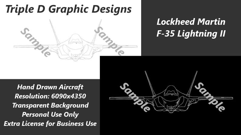 F-35 Lightning II - USAF - Hand Drawn Front Profile Image Download PNG ...