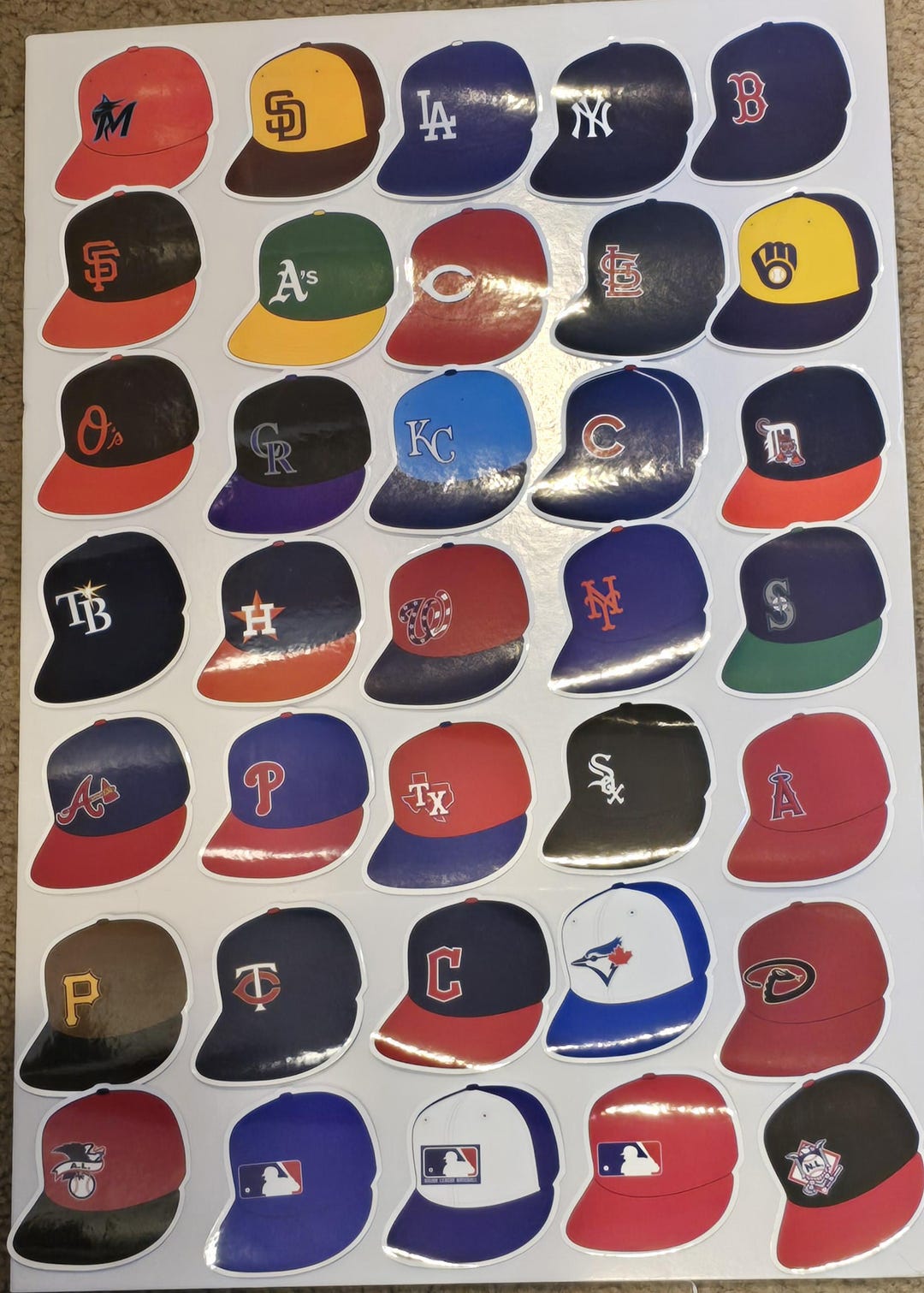 30 MLB Baseball Cap Hat Logo Decals Vinyl Stickers for Luggage Laptop ...