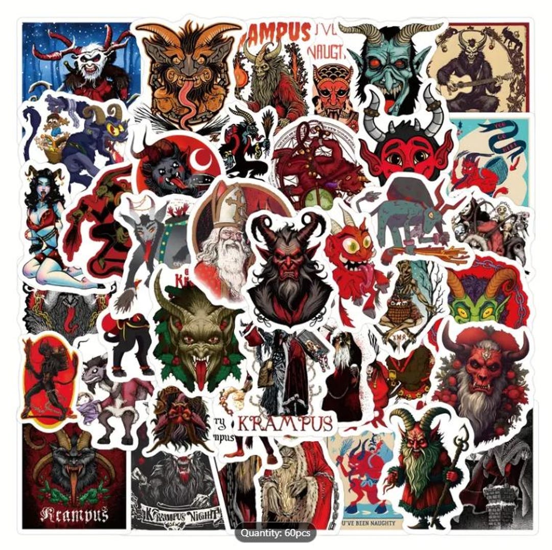 60pcs Krampus Themed Stickers, PVC Cartoon Decals for Laptop ...