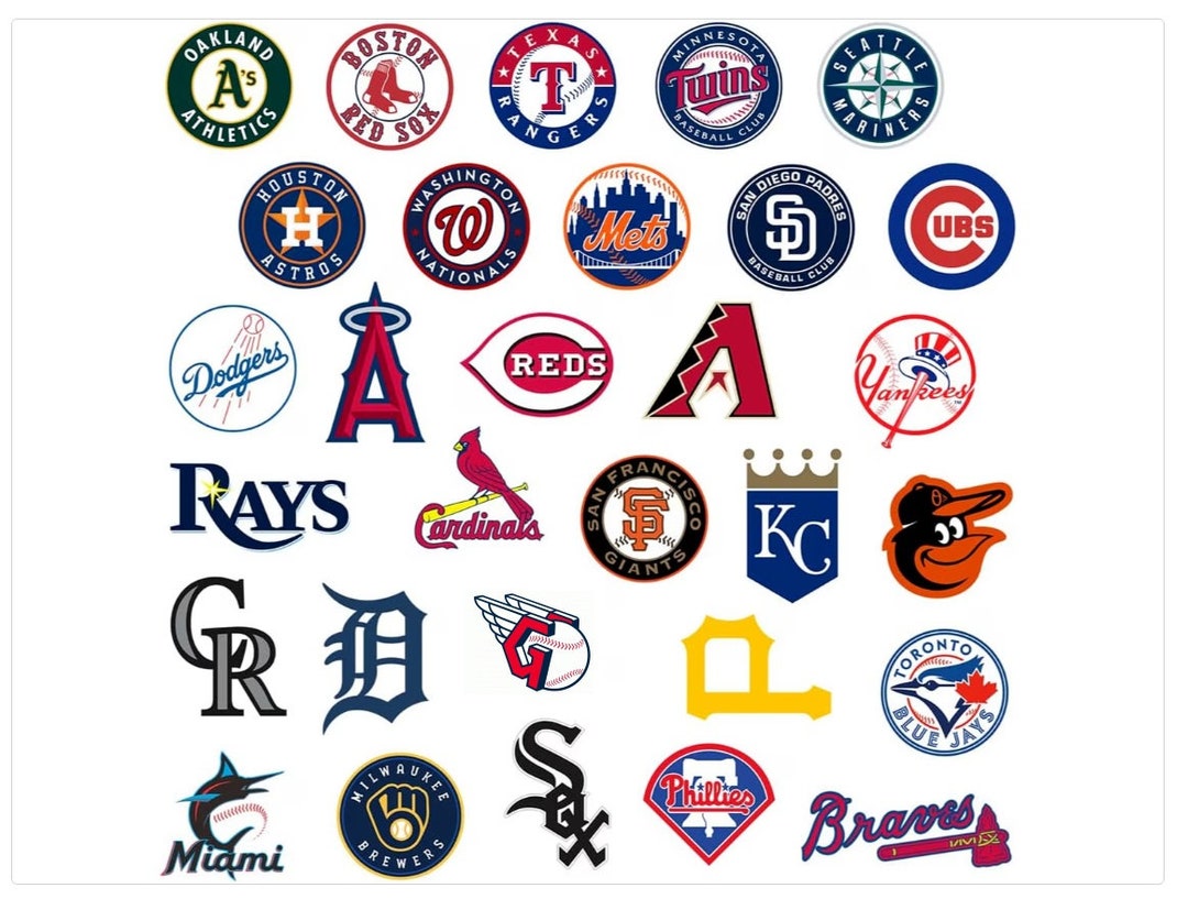 FULL 30 Pcs / Set Vinyl Stickers MLB All 30 Teams LOGO Baseball ...