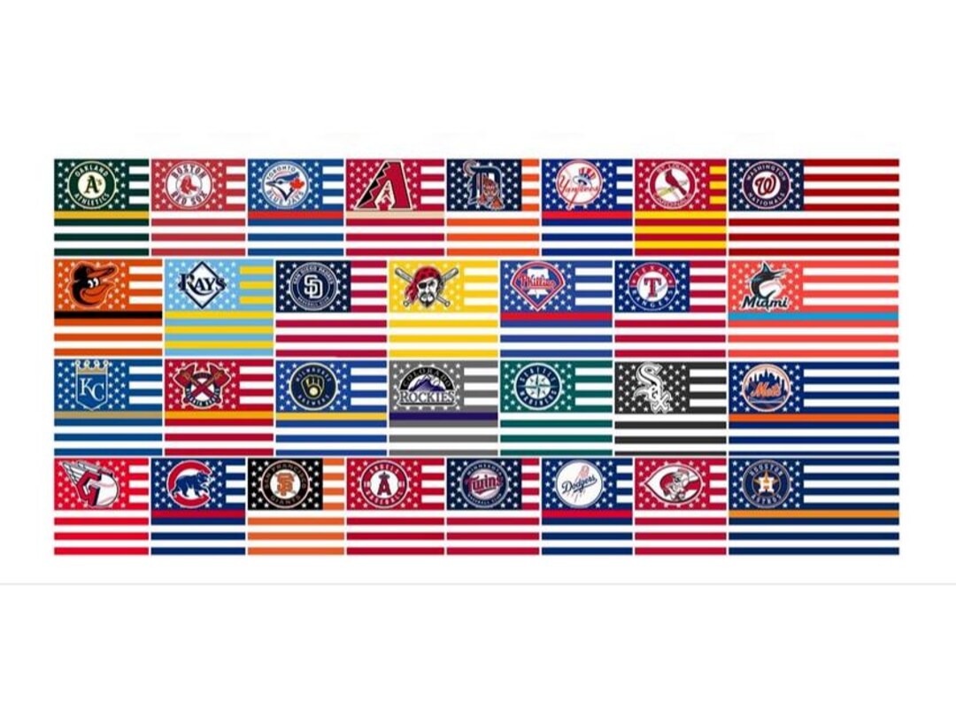 30 MLB Baseball Flag Logo Decals Vinyl Stickers for Laptop Helmet ...