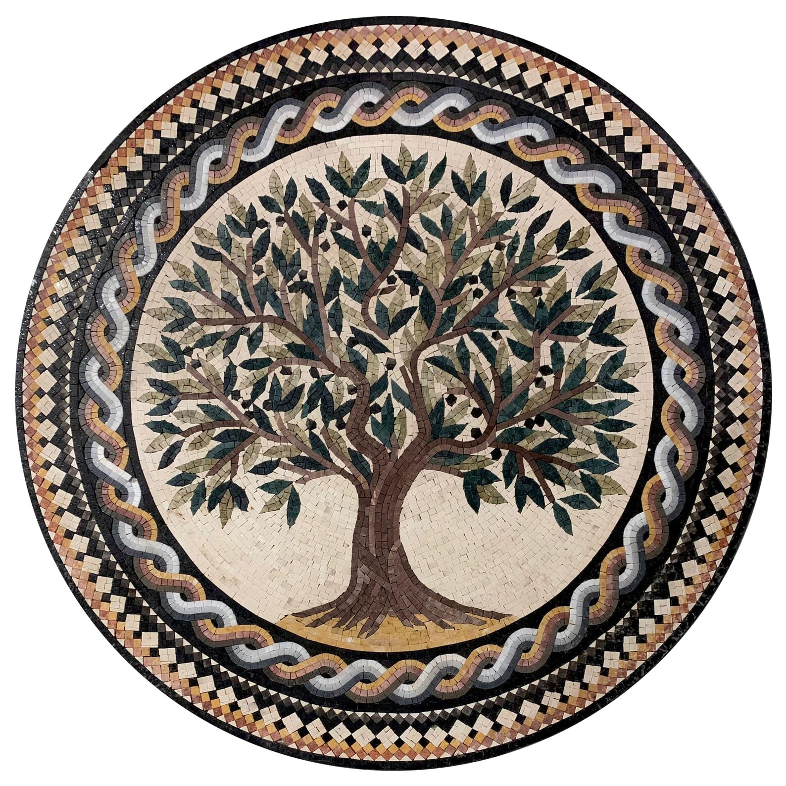 Tree of Life Marble Mosaic Medallion With Roman Pattern - Etsy