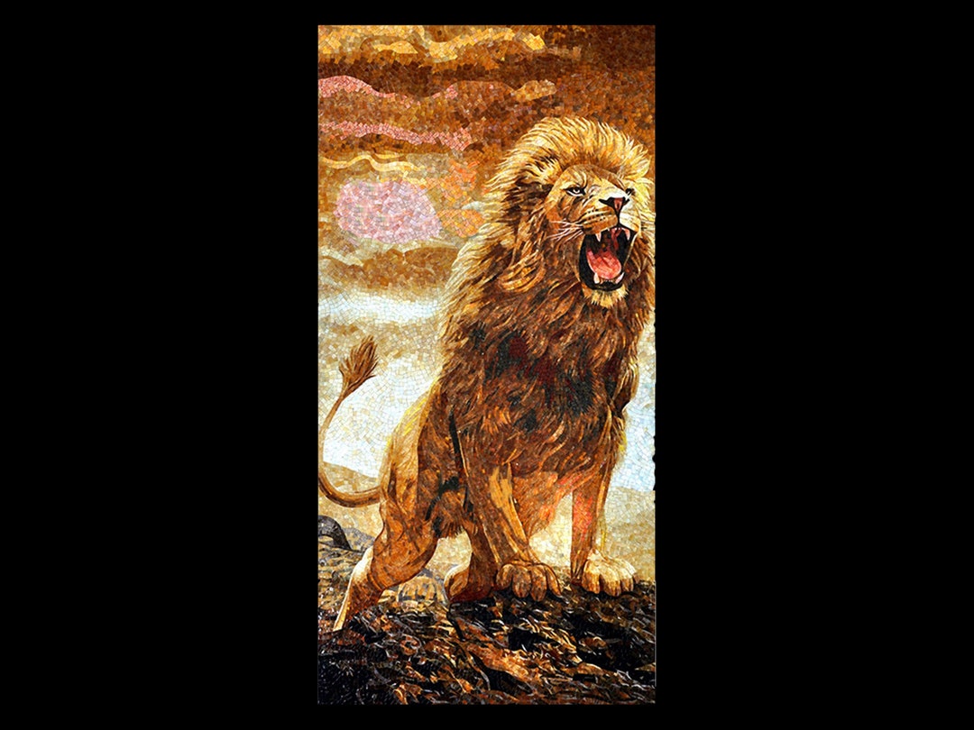 Handmade Lion Mosaic Wall Art | Majestic Glass Tiles Artwork | Powerful ...