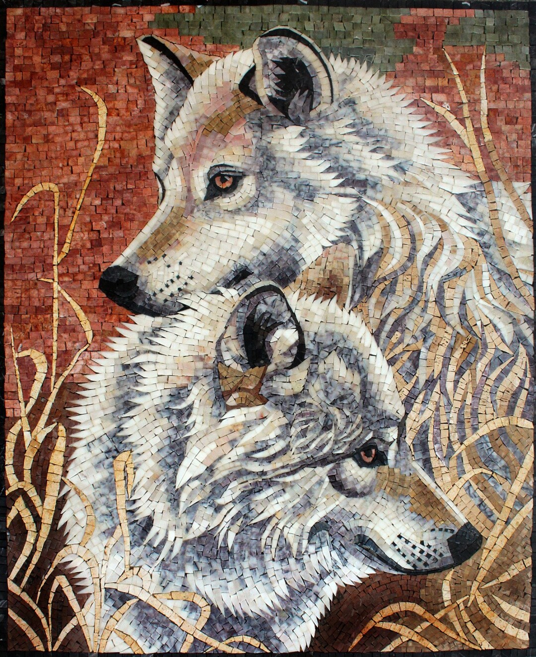 Two Wolves Mosaic Design - Etsy