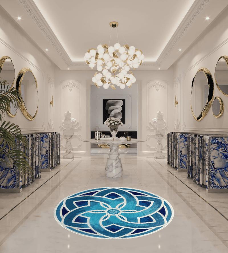 Shades of Blue Hand-cut Medallion Mosaic: Handmade Statement Art ...