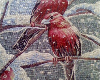 Marble Mosaic Handmade Wall Art Birds Roman Mosaic Home - Etsy