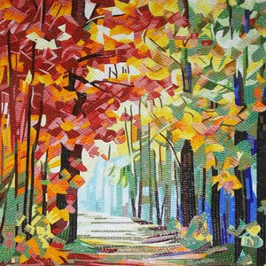 Handmade Autumn Forest Mosaic Wall Art | Colorful Fall Pathway Glass ...
