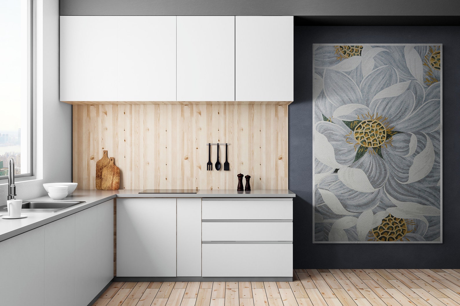 Alabaster Blooms Mosaic Backsplash - Etsy