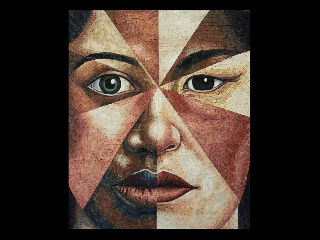 Abstract Face Mosaic Wall Art | Handmade Geometric Portrait Tile ...