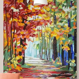 Handmade Autumn Forest Mosaic Wall Art | Colorful Fall Pathway Glass ...
