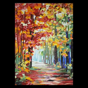 Handmade Autumn Forest Mosaic Wall Art | Colorful Fall Pathway Glass ...