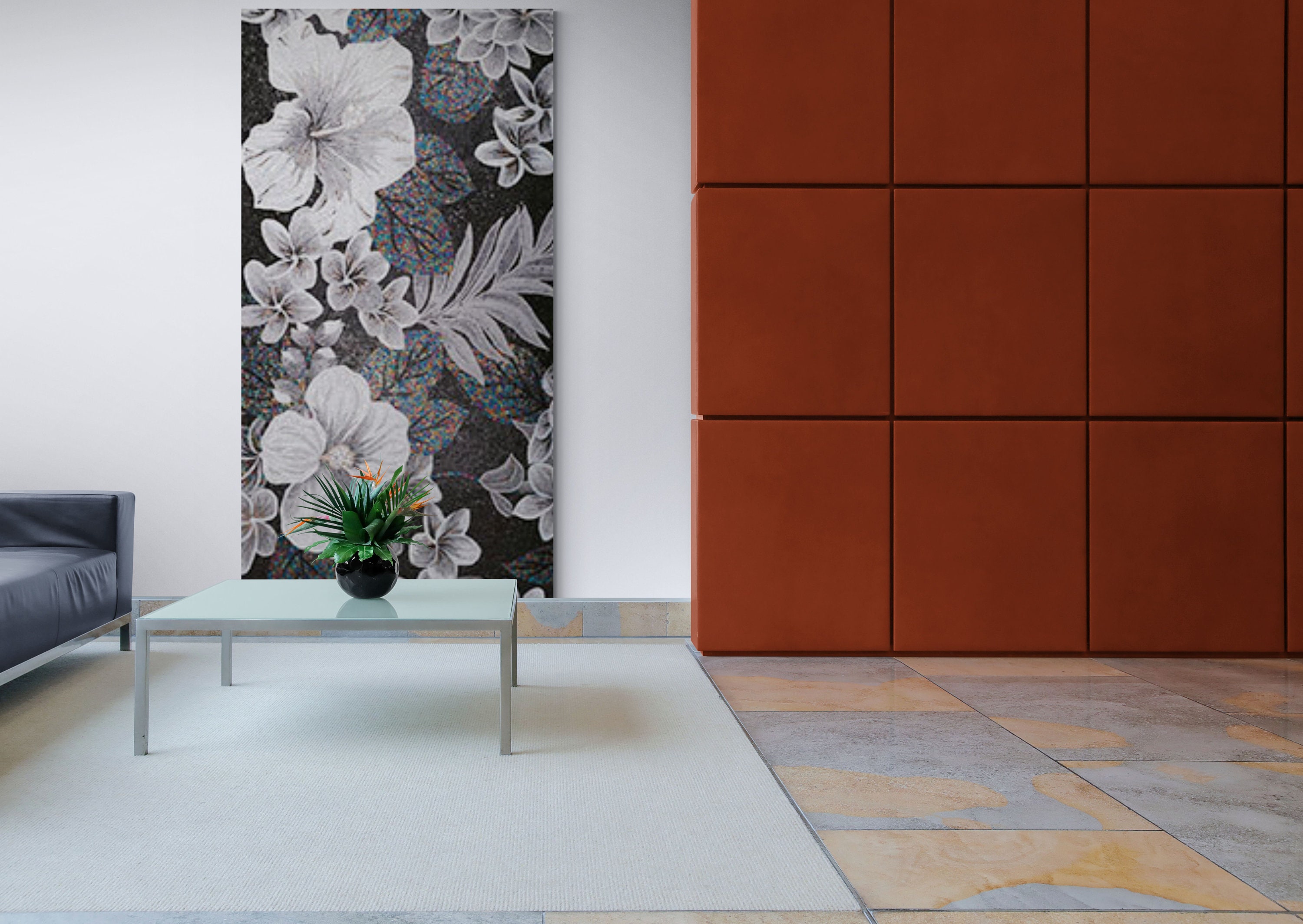 Elegant Tonal Floral Mosaic Artwork - Etsy