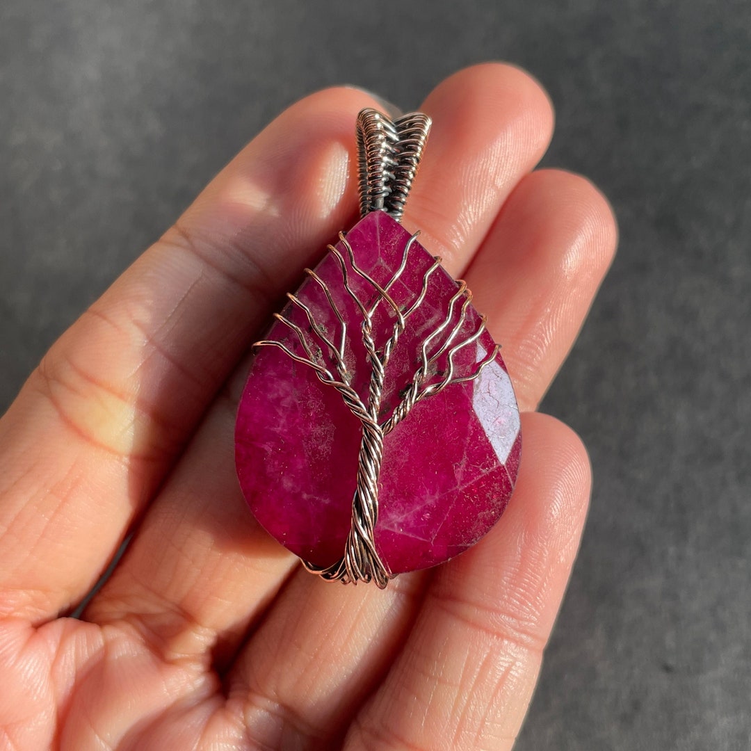 Tree of Life Ruby Copper Wire Wrapped Pendant Ruby Gemstone Pendant ...