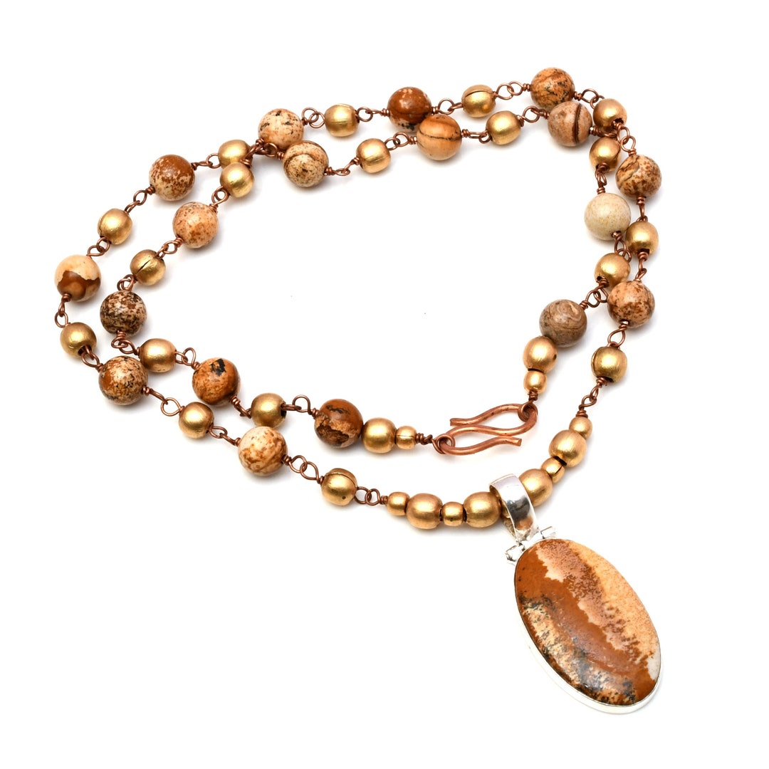 Picture Jasper Beads Necklace Picture Jasper Beads Necklace Handmade ...