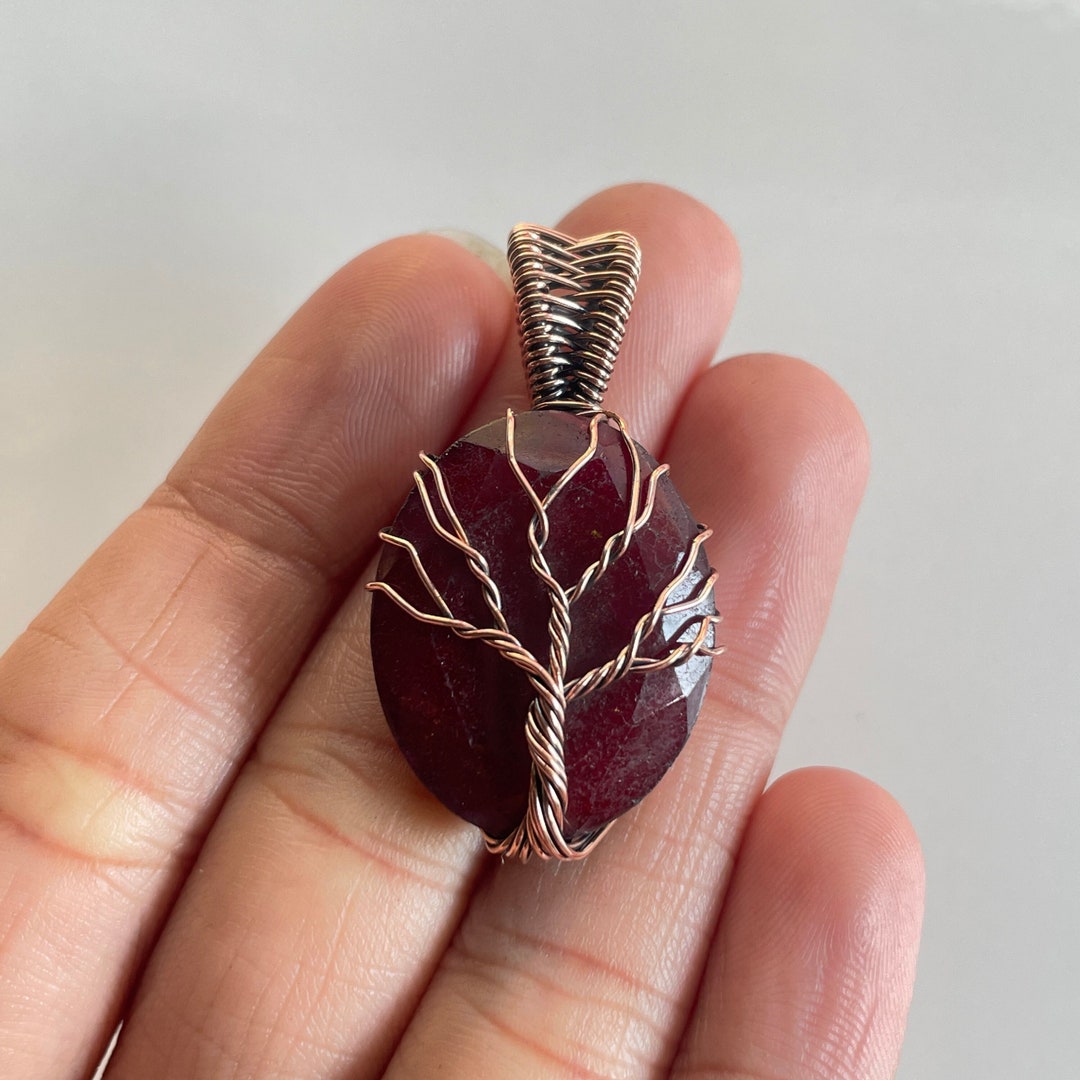 Tree of Life Ruby Copper Wire Wrapped Pendant Ruby Gemstone Pendant ...