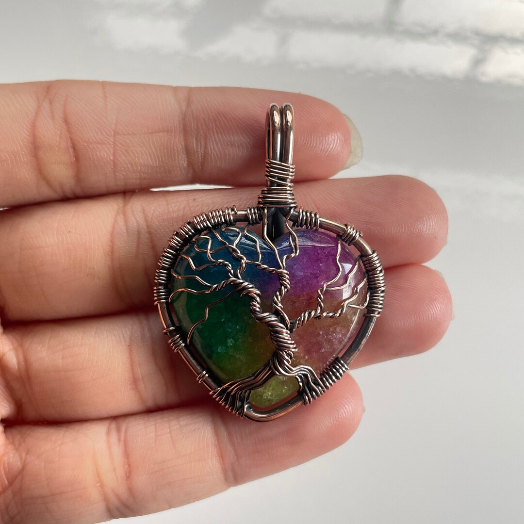Tree of Life Solar Quartz Copper Wire Wrapped Pendant Solar Quartz ...