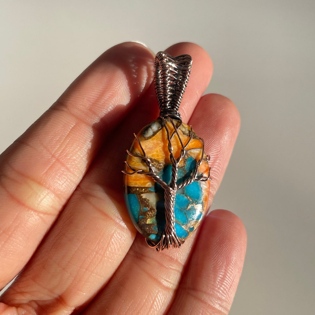 Tree of Life Spiny Oyster Copper Wire Wrapped Pendant Spiny Oyster ...