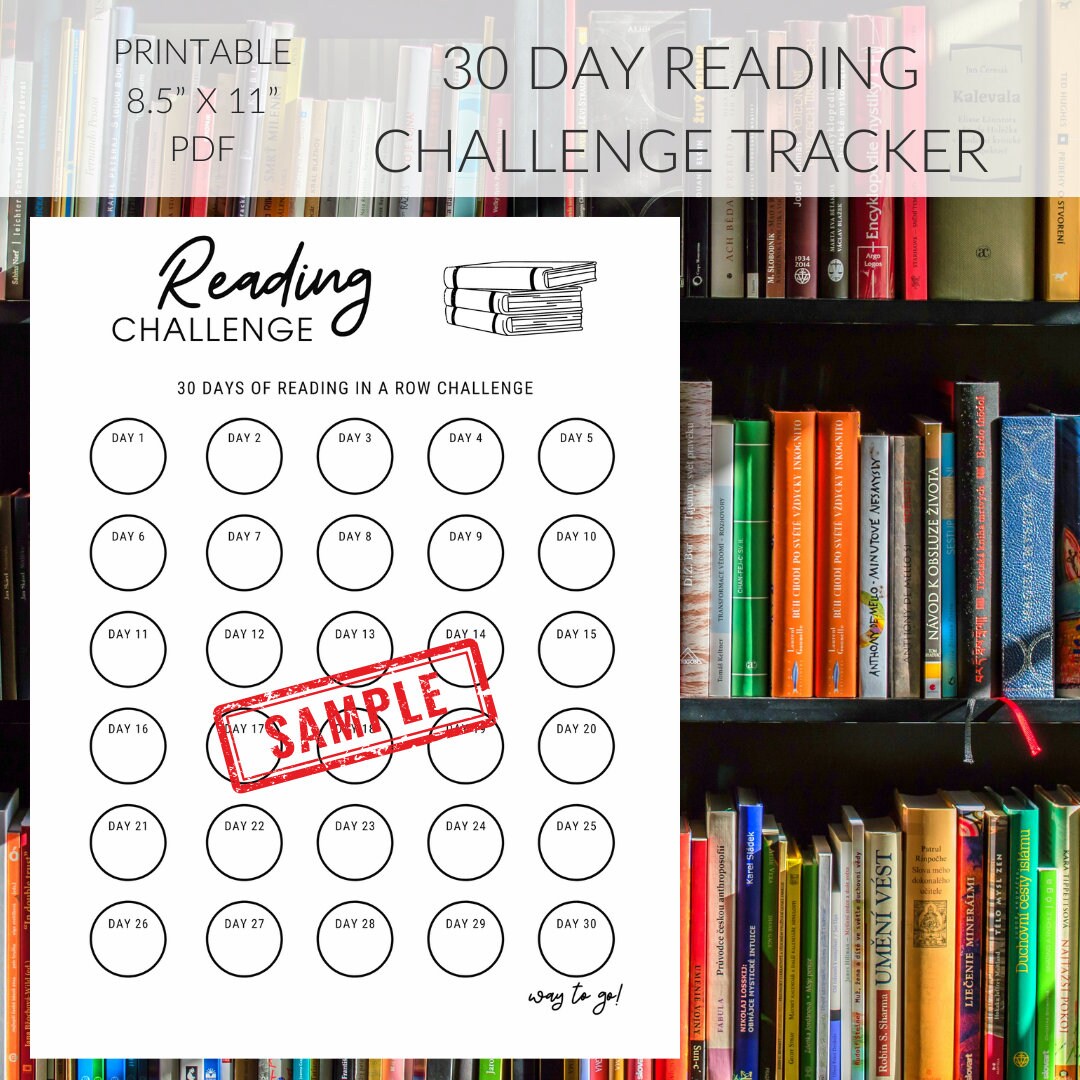 30 Day Reading Challenge Tracker (PDF) - Etsy