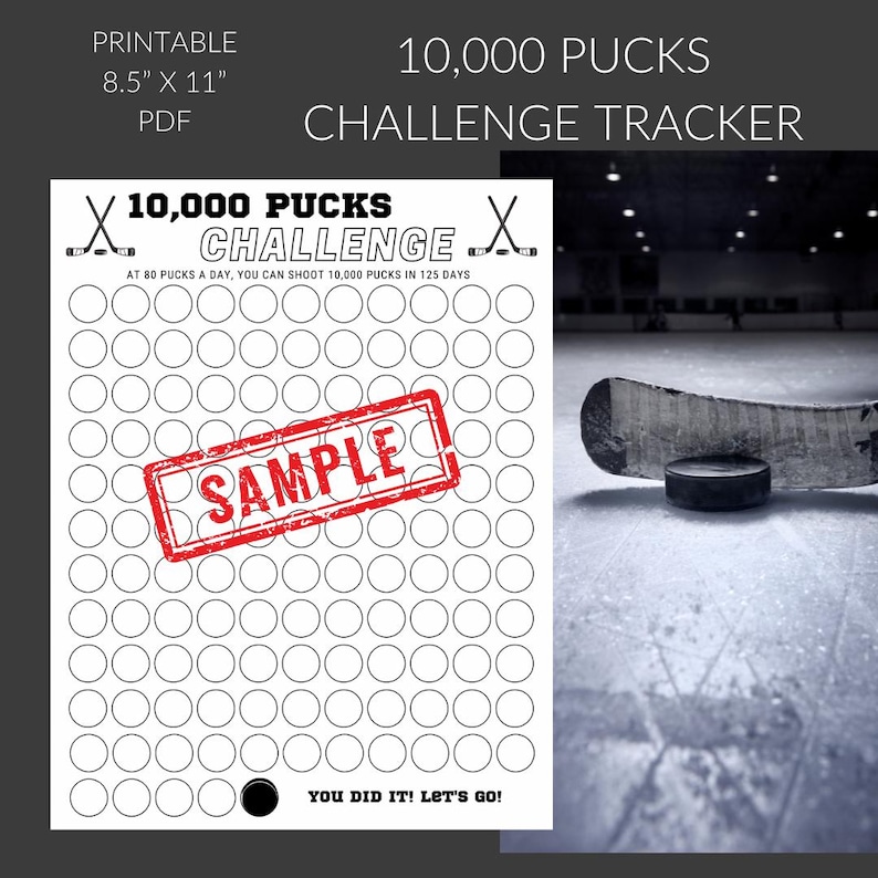 10,000 Pucks Challenge Tracker: Hockey Goal Tracker (PDF) - Etsy