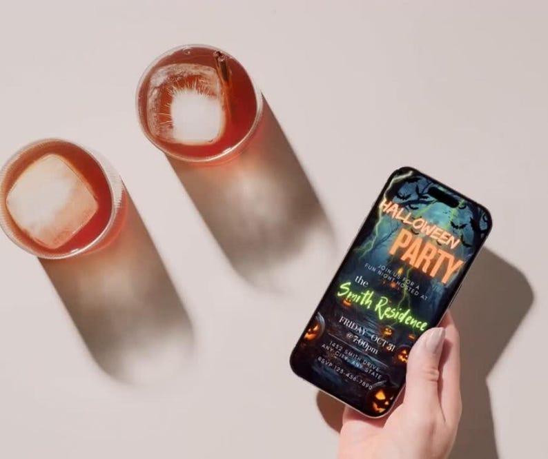 Animated Pumpkin Halloween Party Ecard, DIY Canva Invite (digital ...