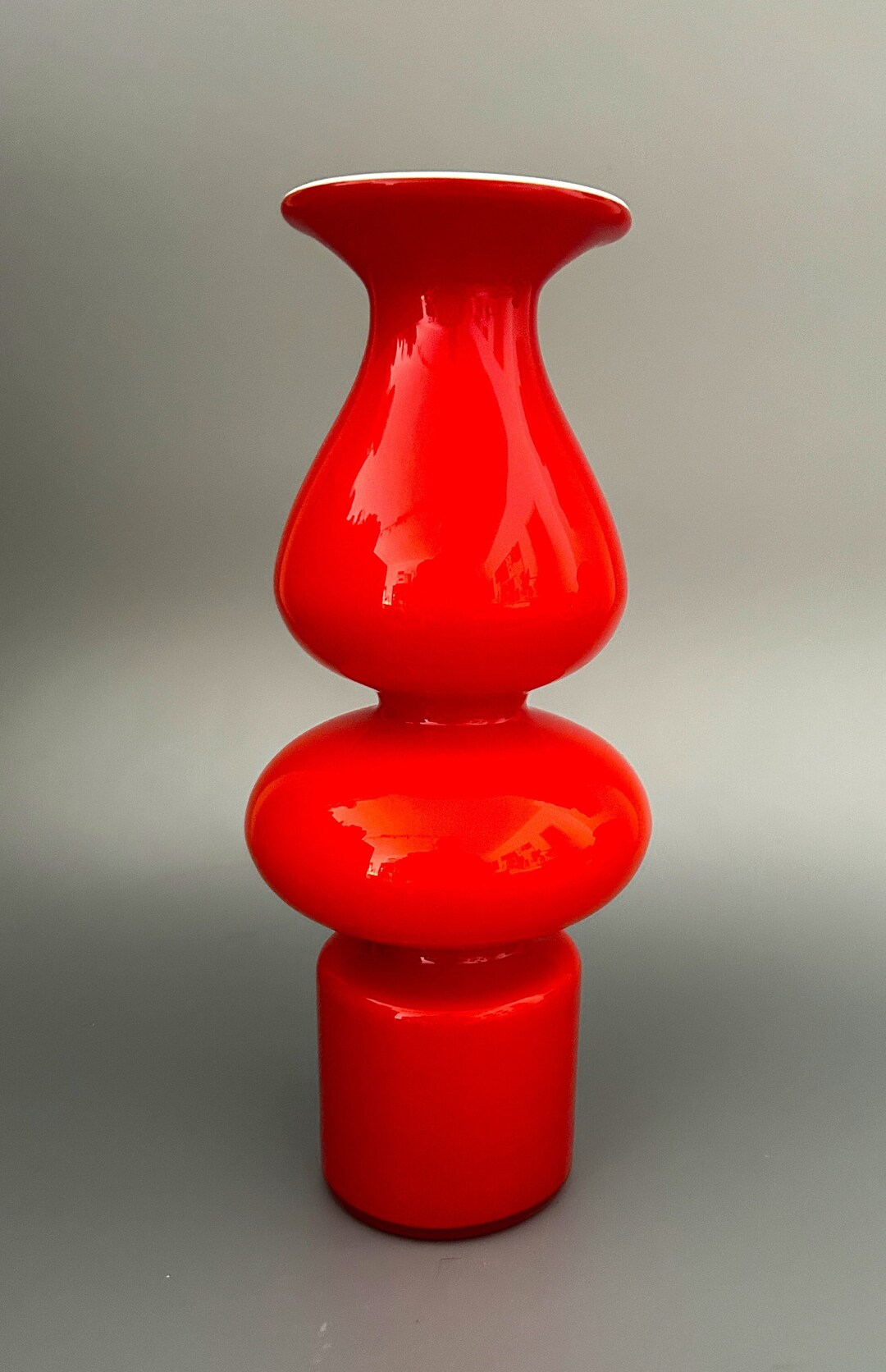 Vintage Holmegaard Carnaby Vase, Red Glass per Lutken 1960s Design - Etsy