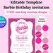 Pink Doll Birthday Party Invitation, Pink Doll Editable Party ...
