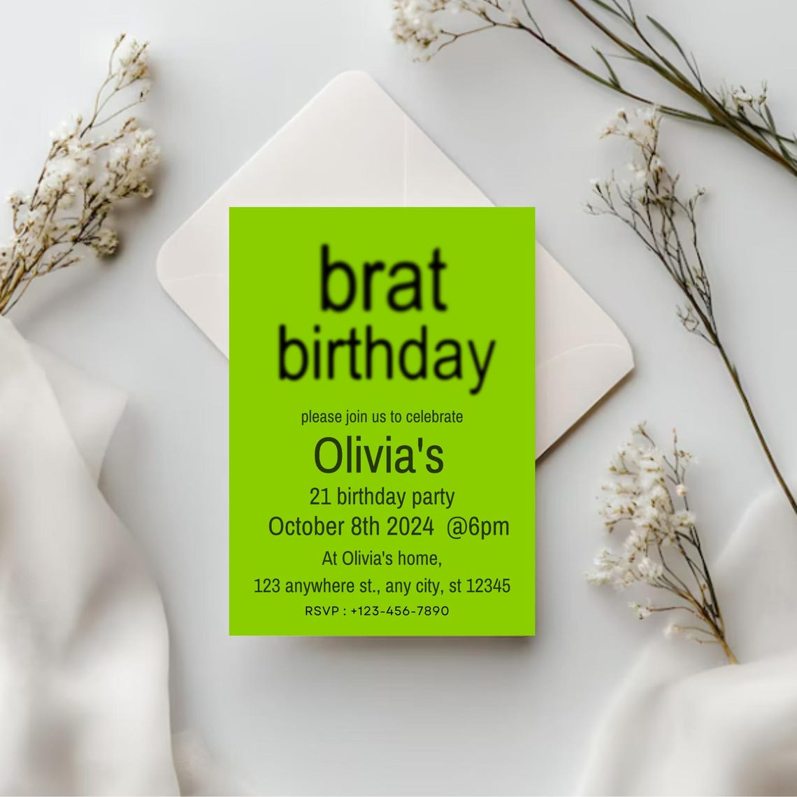 Brats Invitation, Birthday Invitation, Brat Birthday Card, Girl ...