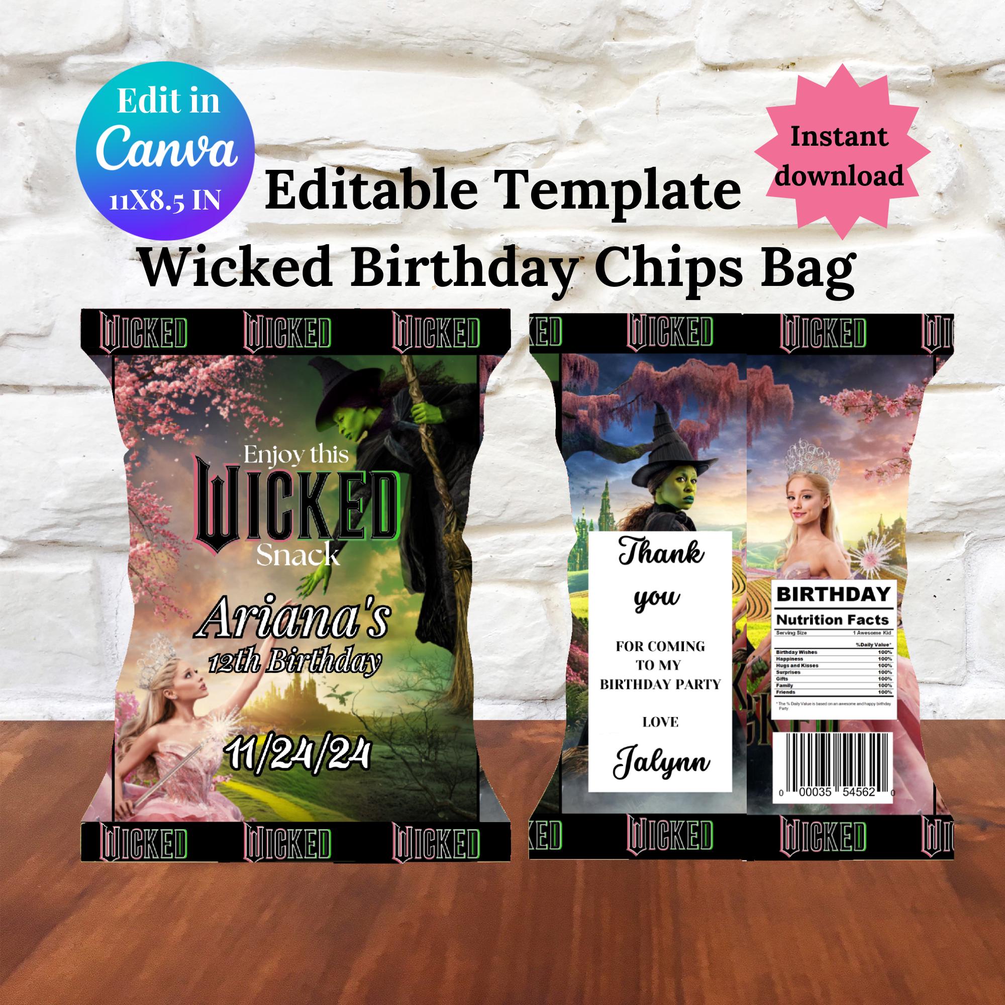 WICKED Chips Bag, WICKED Birthday Invitation, WICKED Movie Ticket ...