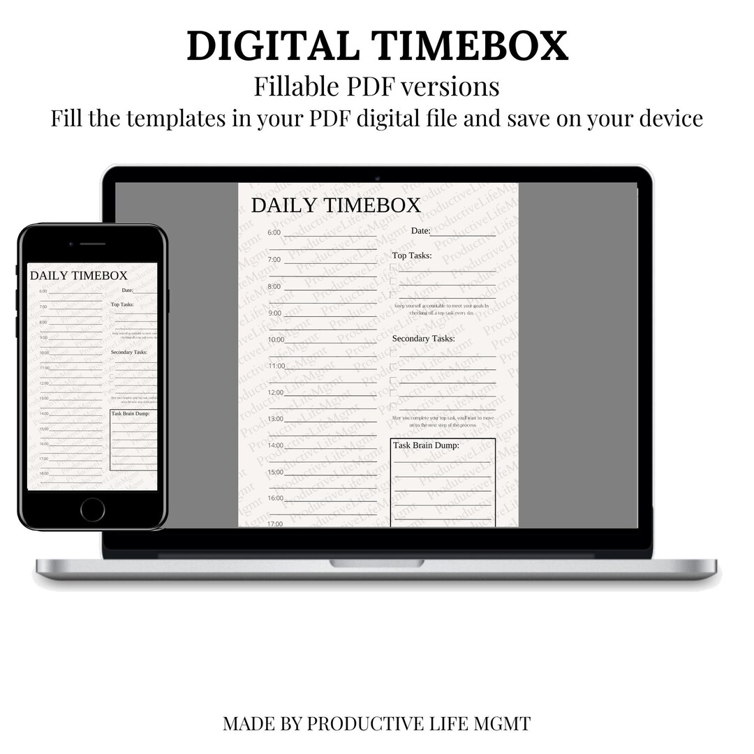 Daily Planner | Digital Daily Planner | Digital Timebox | Daily Timebox ...