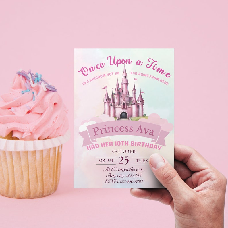Editable Princess Birthday Invitation Pink Little Princess - Etsy