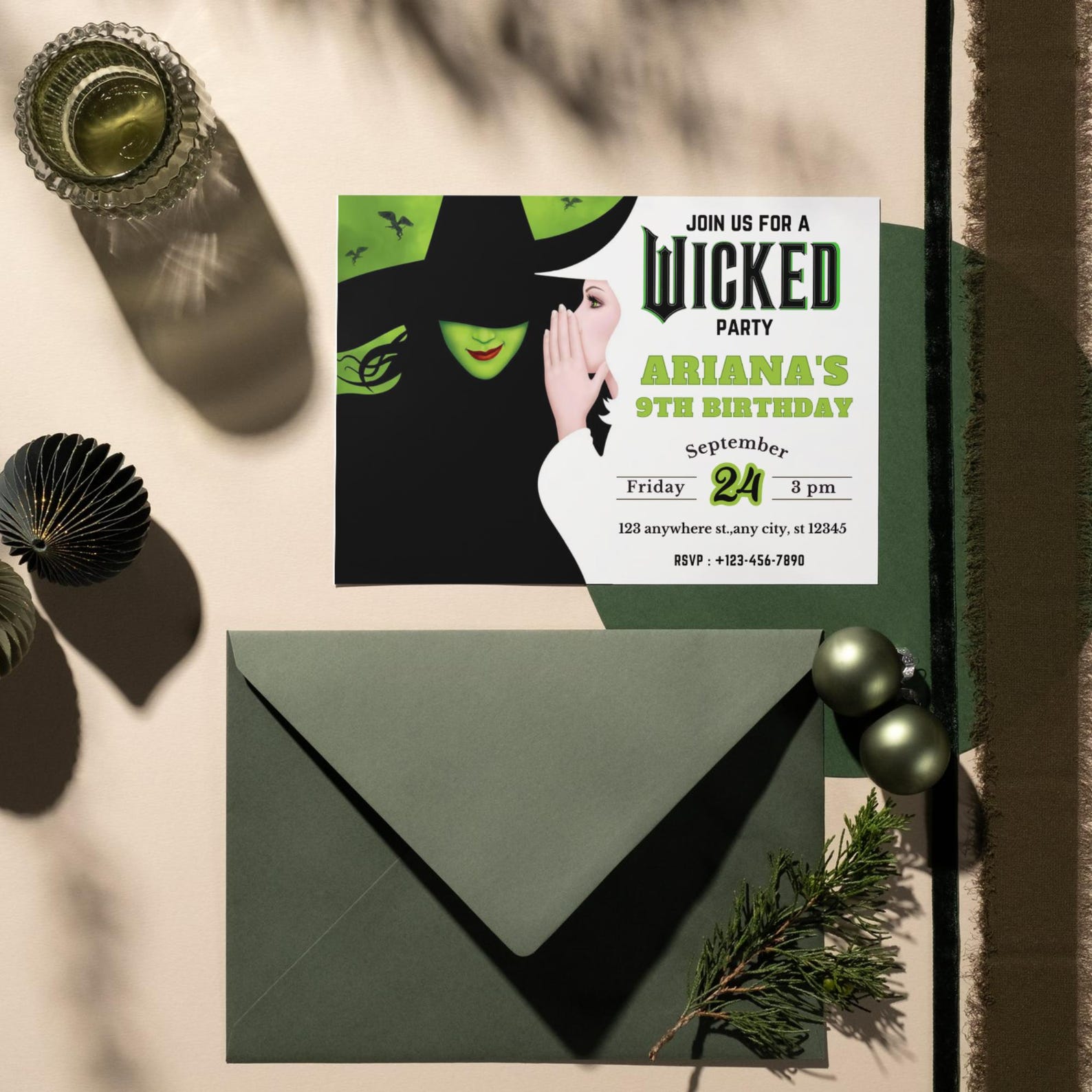 WICKED Birthday Invitation, WICKED Movie Ticket, WICKED 2024 Invitation ...