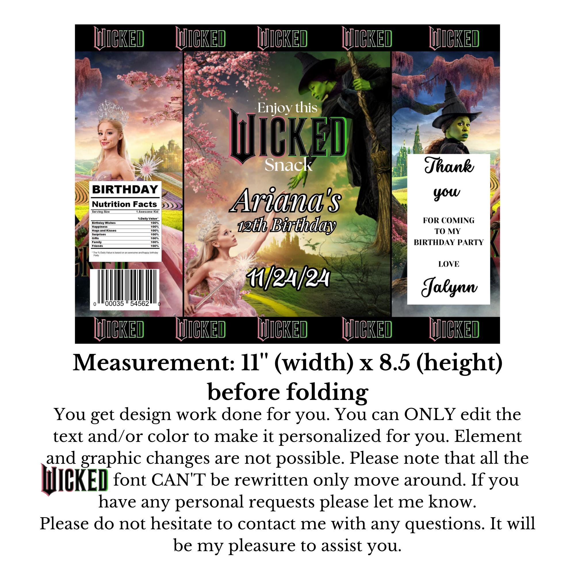 WICKED Chips Bag, WICKED Birthday Invitation, WICKED Movie Ticket ...