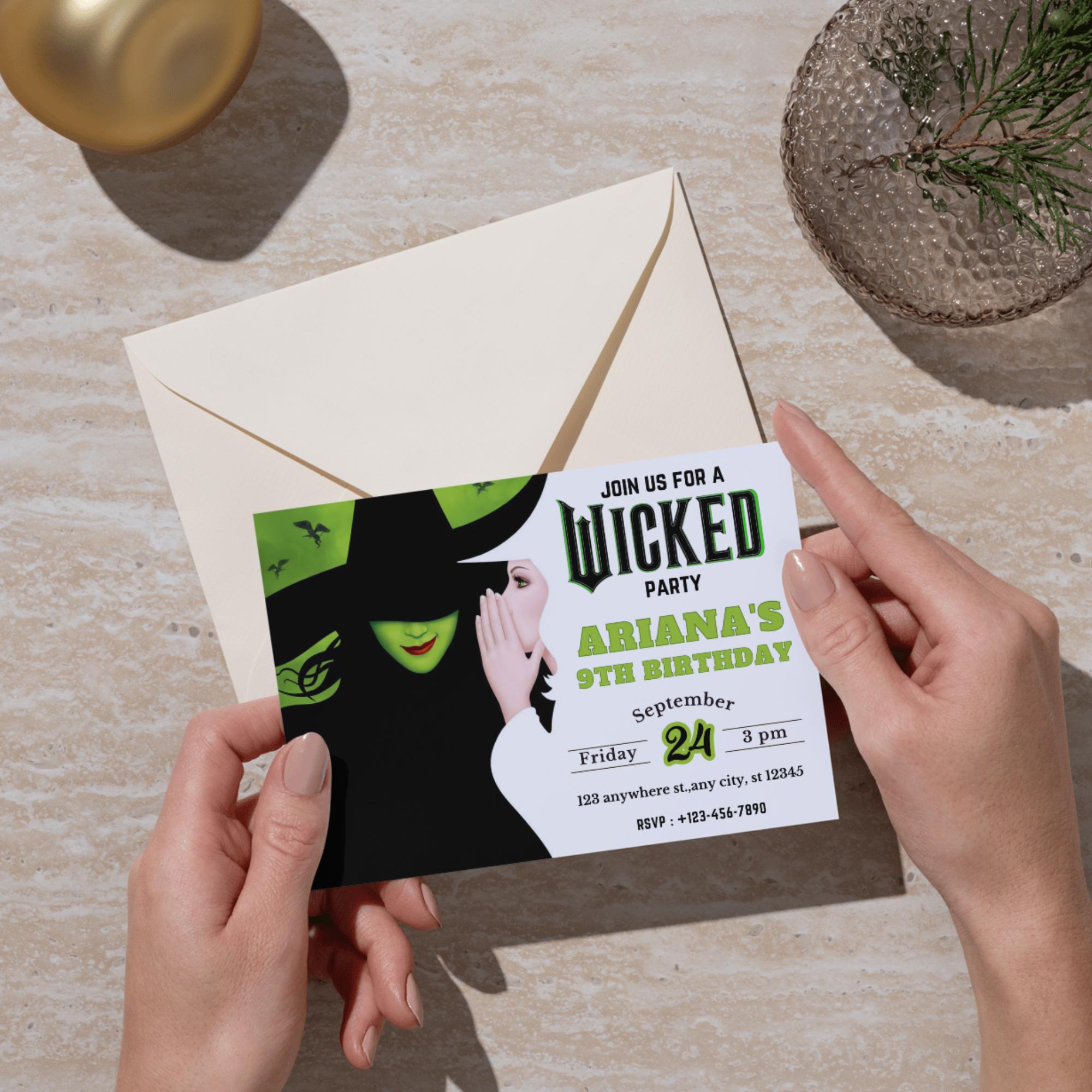 WICKED Birthday Invitation, WICKED Movie Ticket, WICKED 2024 Invitation ...